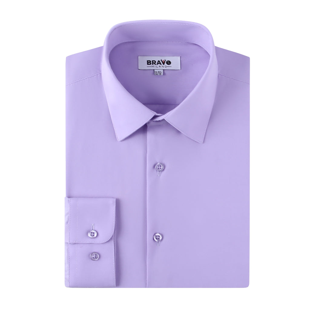 Lilac Slim Fit Solid Dress Shirt – D&K Suit City